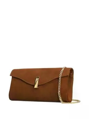 GIUSEPPE ZANOTTI Flutie Logo-plaque Chain-link Suede Clutch Bag - Brown