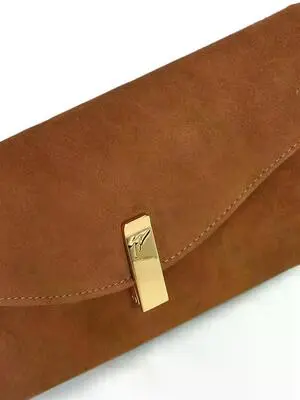 GIUSEPPE ZANOTTI Flutie Logo-plaque Chain-link Suede Clutch Bag