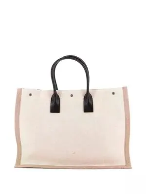 Saint Laurent Rive Gauche Canvas Large Tote Bag - Neutrals