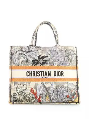 Dior Book Embroidered Canvas Large Tote Bag - Neutrals