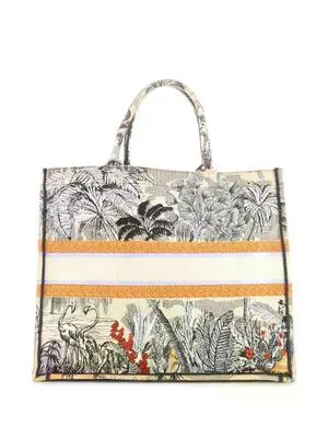Dior Book Embroidered Canvas Large Tote Bag - Neutrals