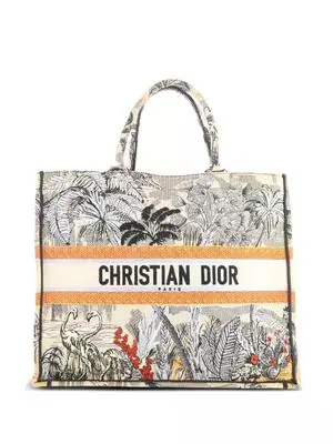 Dior Book Embroidered Canvas Large Tote Bag - Neutrals