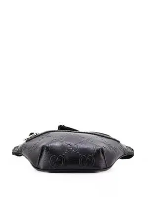 Gucci Gg Embossed Perforated Leather Small Belt Bag - Black