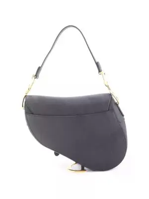 Dior Saddle Handbag Leather Medium Shoulder Bag - Black