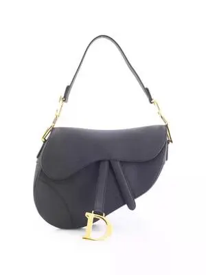 Dior Saddle Handbag Leather Medium Shoulder Bag - Black