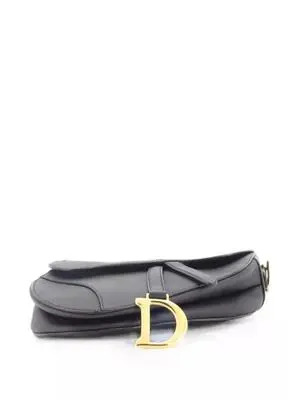 Dior Saddle Handbag Leather Medium Shoulder Bag - Black