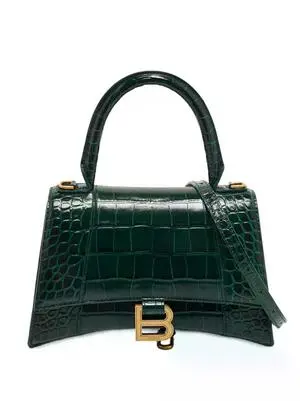 Balenciaga Small Hourglass Croc-embossed Tote Bag - Green