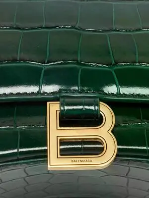 Balenciaga Small Hourglass Croc-embossed Tote Bag