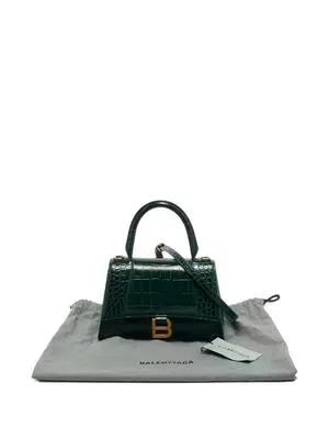 Balenciaga Small Hourglass Croc-embossed Tote Bag