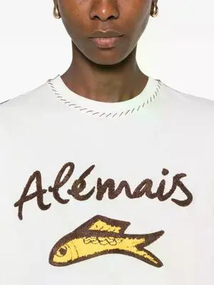 ALEMAIS Logo-embroidered Cuffed T-shirt