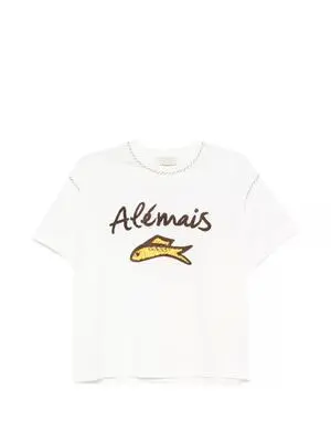 ALEMAIS Alémais Logo Embroidered Cuffed T-shirt - White
