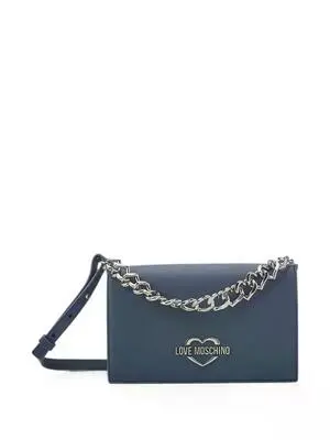Moschino Logo-plaque Heart-chain Crossbody Bag - Blue