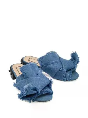 N°21 Knot-detail Denim Flat Sandals