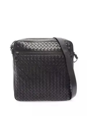 Bottega Veneta 2010s Intrecciato Messenger Bag - Black