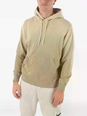 Nike Embroidered-logo Pouch-pocket Hoodie - Neutrals