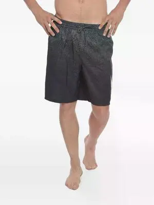 Nike Boxer Grid-print Logo-print Swim Trunks - Black