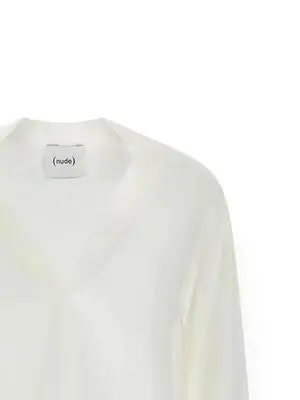 NUDE Asymmetrical-hem V-neck Blouse