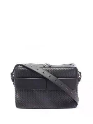 Bottega Veneta 2012-2026 Nappa Intrecciato Front Pocket Messenger Bag Crossbody Bag - Black