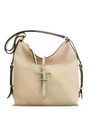 TOD'S T Timeless Shoulder Bag In Leather Small - Neutrals