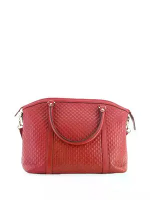 Gucci Britt Convertible Dome Microguccissima Leather Medium Satchel - Red