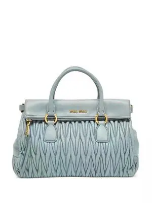 Miu Miu Matelassé Leather Tote Bag - Blue