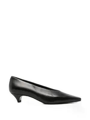 HALMANERA Fern Pointed-toe Leather Heeled Pumps - Black