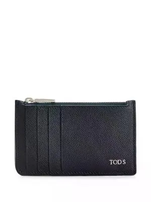 TOD'S Pebbled Leather Cardholder - Blue