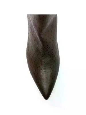 HALMANERA Ostrich-effect Pointed-toe Ankle Boots