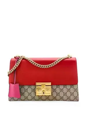 Gucci Padlock Gg Coated Canvas And Leather Medium Shoulder Bag - Red