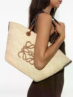 Loewe Medium Anagram Basket Raffia Tote Bag