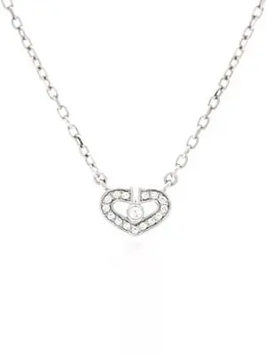 Cartier C Heart De Pendant 18k White Gold With Diamonds Necklace - Silver