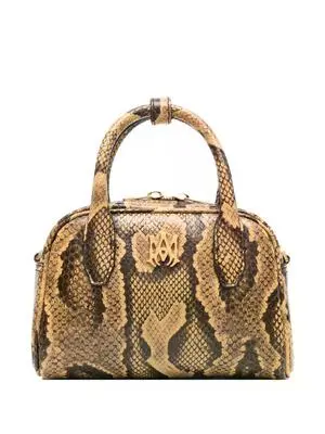 Amiri Micro Ma Snake-effect Logo Plaque Mini Bag - Brown