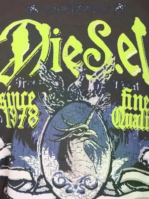 DIESEL® Cotton T-shirt With Flock Graphic