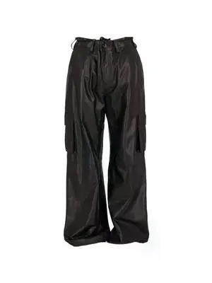 LA ROSE Leather Cargo Wide-leg Pants