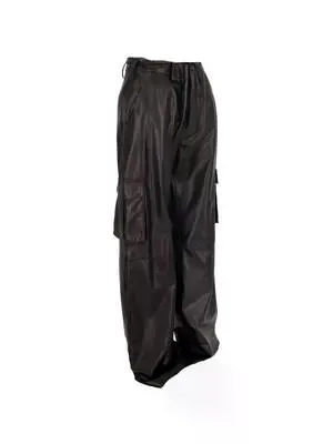 LA ROSE Leather Cargo Wide-leg Pants