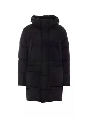 Add Quilted Hooded Coat - Black