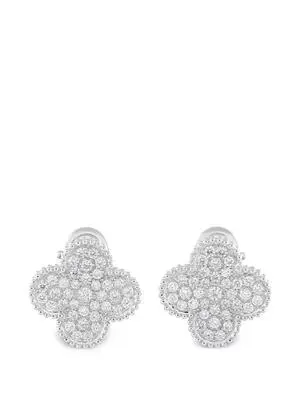 LB EXCLUSIVE 18k White Gold Diamond Clover Earrings - Silver