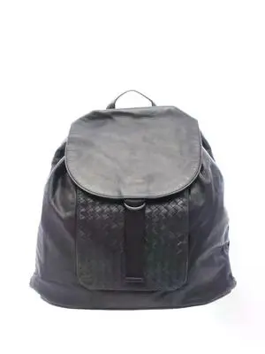 Bottega Veneta 2012-2026 Intrecciato Trimmed Leather Drawstring Backpack - Black