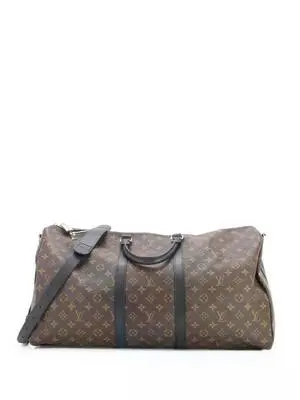 LOUIS VUITTON Keepall Bandouliere Bag Macassar Monogram Canvas 55 Travel Bag - Brown