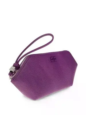 GANNI Logo Plaque Textured Wristlet