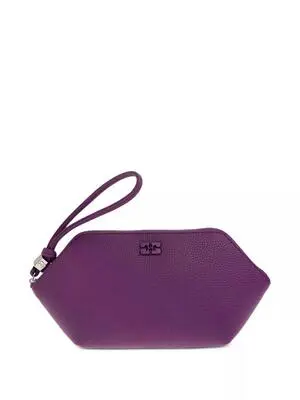 GANNI Logo Plaque Textured Wristlet - Purple