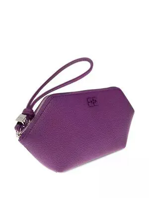 GANNI Logo Plaque Textured Wristlet - Purple