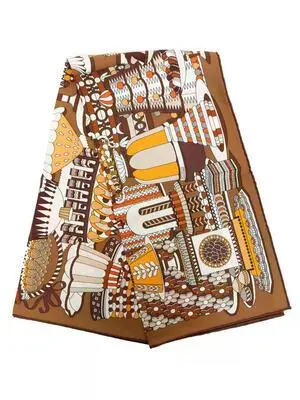 Hermès 2000-2026 La Patisserie Francaise Silk Scarf 90 Scarves Brown