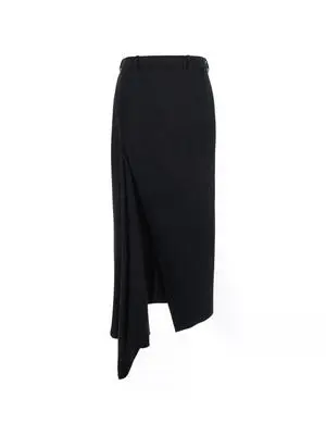 Givenchy Slashed Asymmetric Midi Skirt - Black