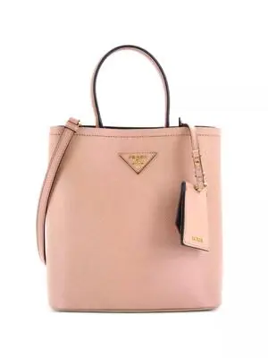 Prada Saffiano Leather Medium Bucket Bag - Neutrals