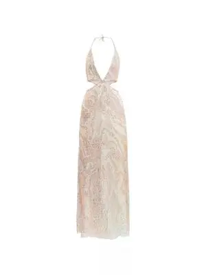 SAIID KOBEISY Embroidered Cut-out Maxi Dress - Gold
