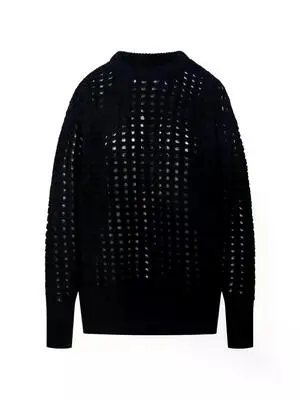 NUDE Open-knit Crew-neck Sweater - Blue