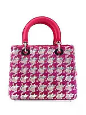 Dior Lady Bag Woven Leather With Tweed Medium Tote Bag