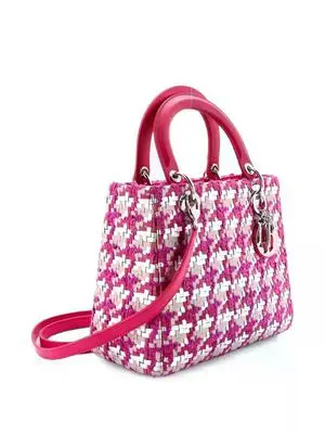 Dior Lady Bag Woven Leather With Tweed Medium Tote Bag