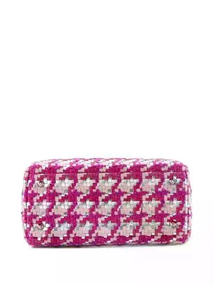 Dior Lady Bag Woven Leather With Tweed Medium Tote Bag